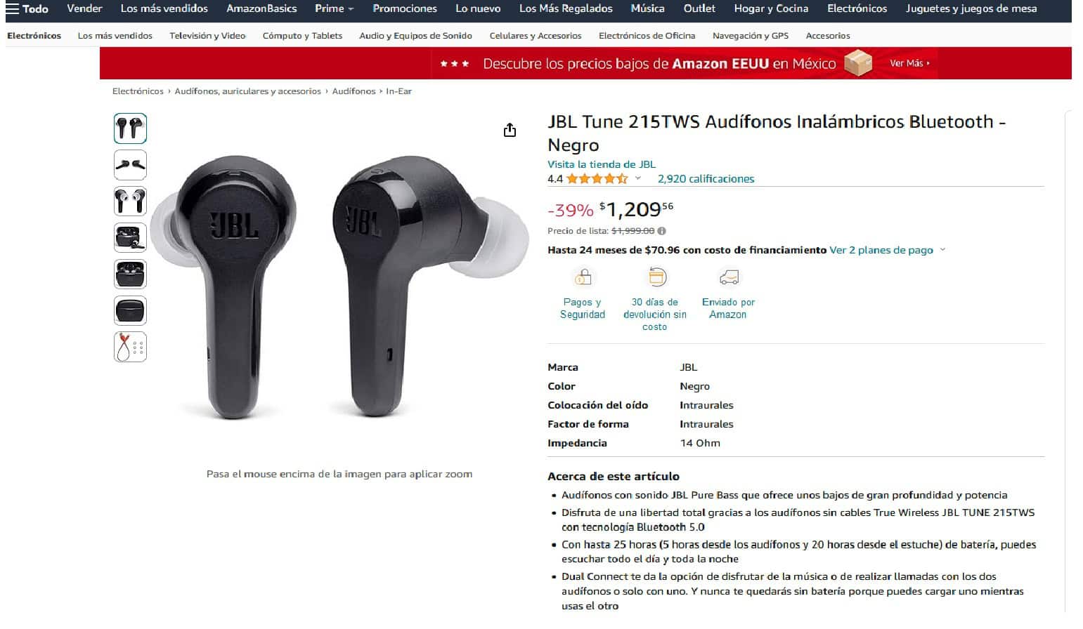 Los auriculares JBL Tune 215 TWS en oferta en Amazon; cuánto cuestan | Tus Buenas Noticias
